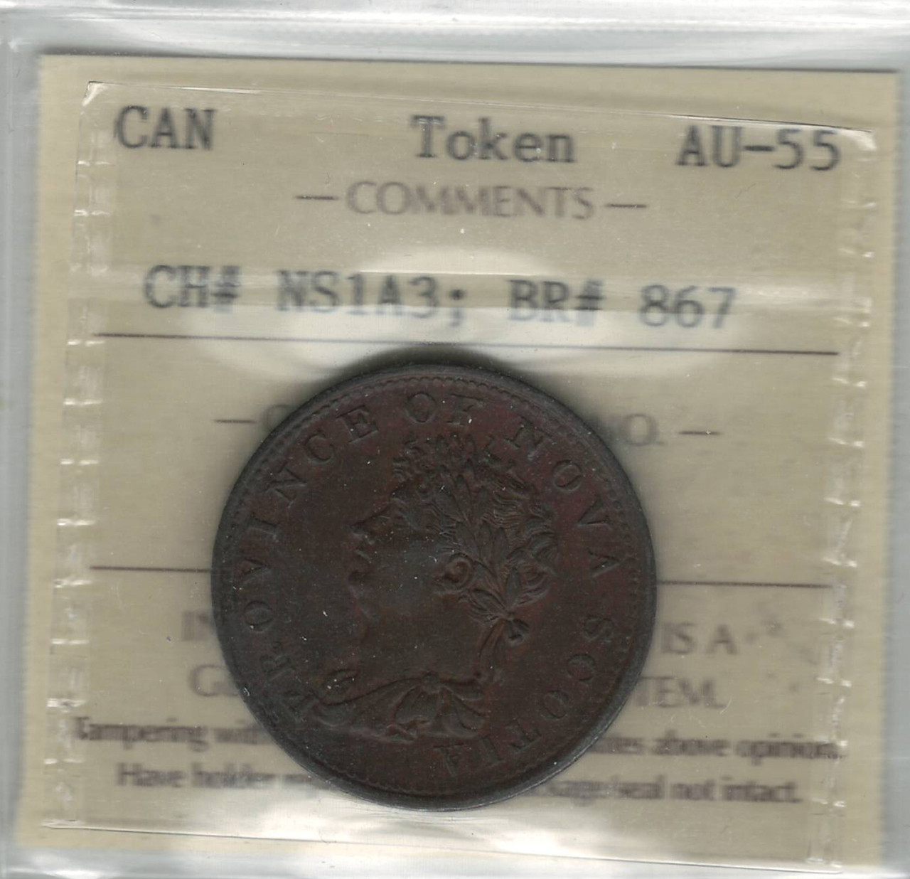 Canada: Nova Scotia: Token Breton 867, CH. NS1A3 ICCS AU55 - London ...