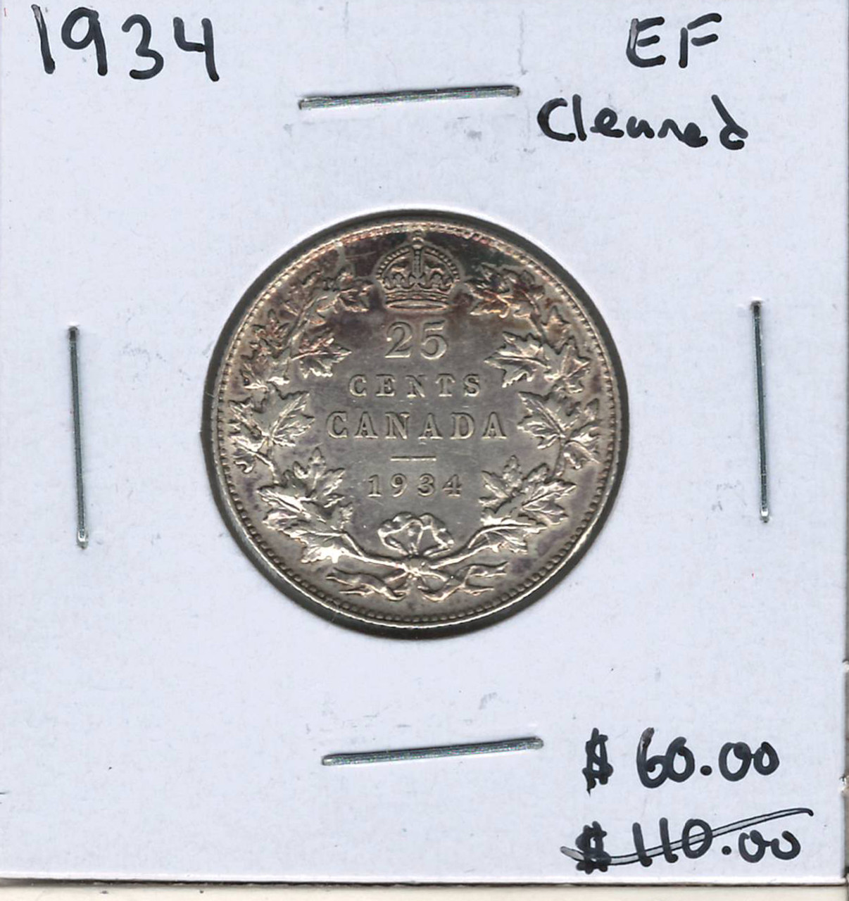 Canada: 1934 25 Cent EF40 Cleaned - London Coin Centre Inc.