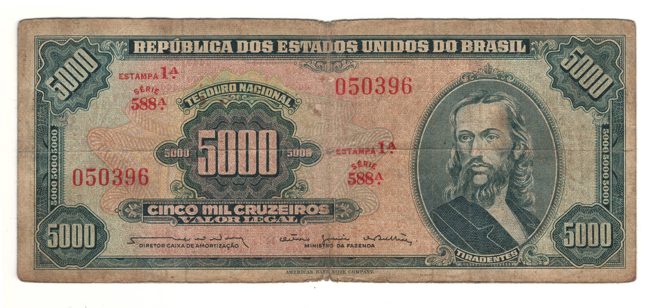 Brazil: 5000 Cruzeiros Banknote - London Coin Centre Inc.