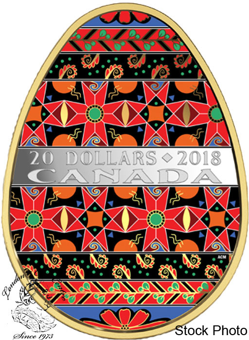 Canada: 2018 $20 Golden Spring Pysanka - 1 oz. Pure Silver Gold-Plated ...
