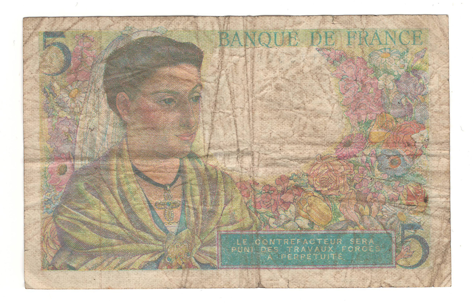 France: 1943 5 Francs Banknote with Holes - London Coin Centre Inc.