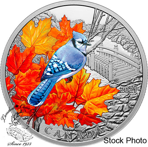 Canada: 2021 $20 Colourful Birds: Blue Jay 1 oz Pure Silver Coin ...