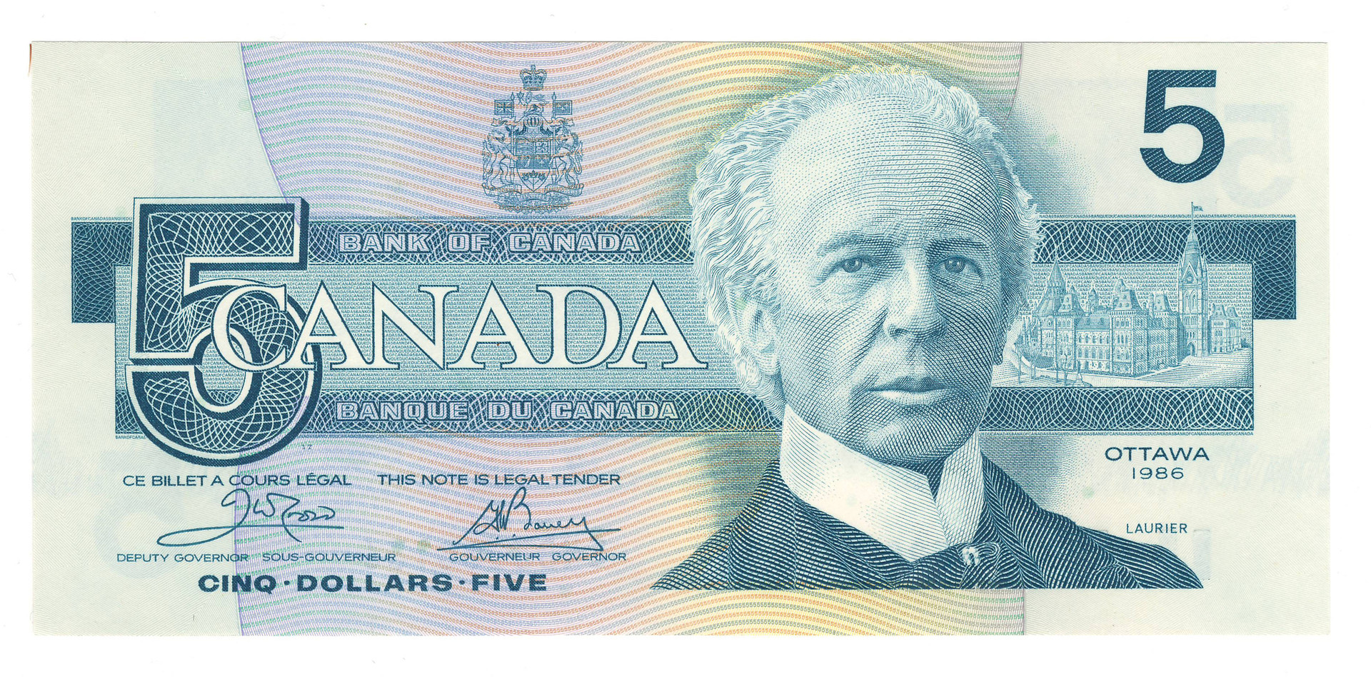 Canada: 1986 $5 Bank Of Canada Banknote BC-56a - London Coin Centre Inc.