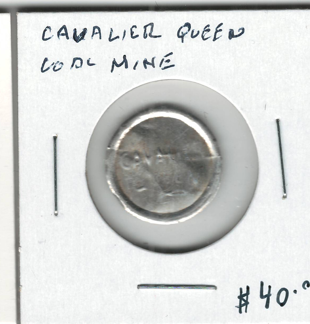 Cavalier Queen Coal Mine Token - London Coin Centre Inc.