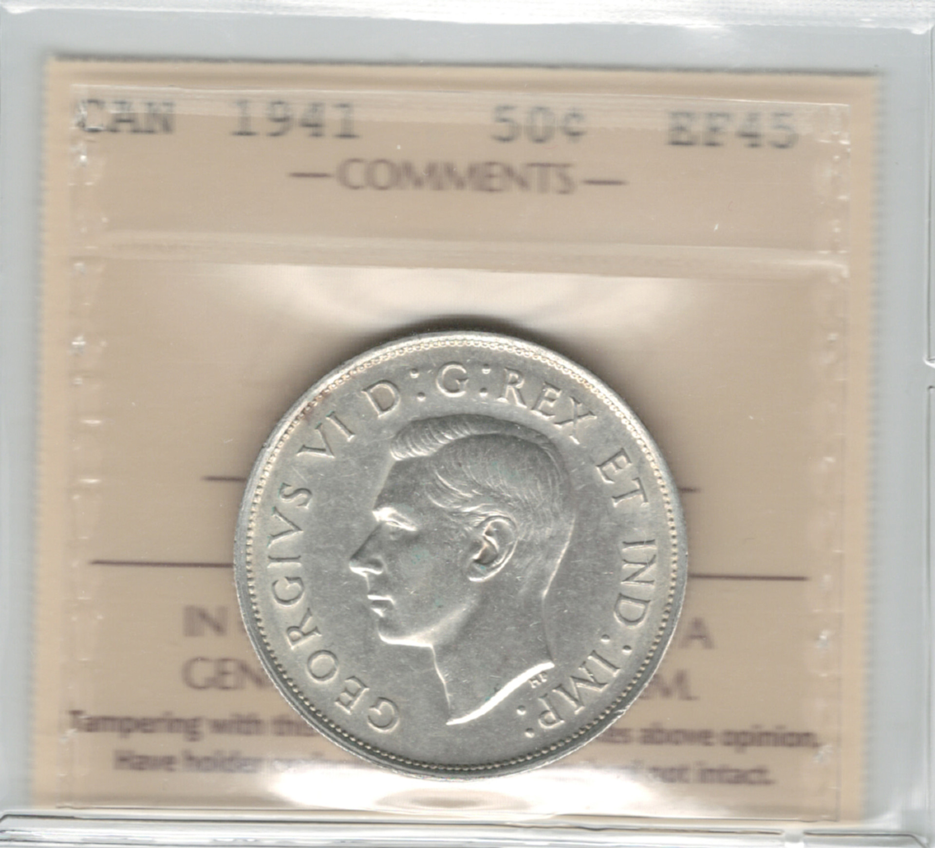 Canada: 1941 50 Cent ICCS EF45 - London Coin Centre Inc.