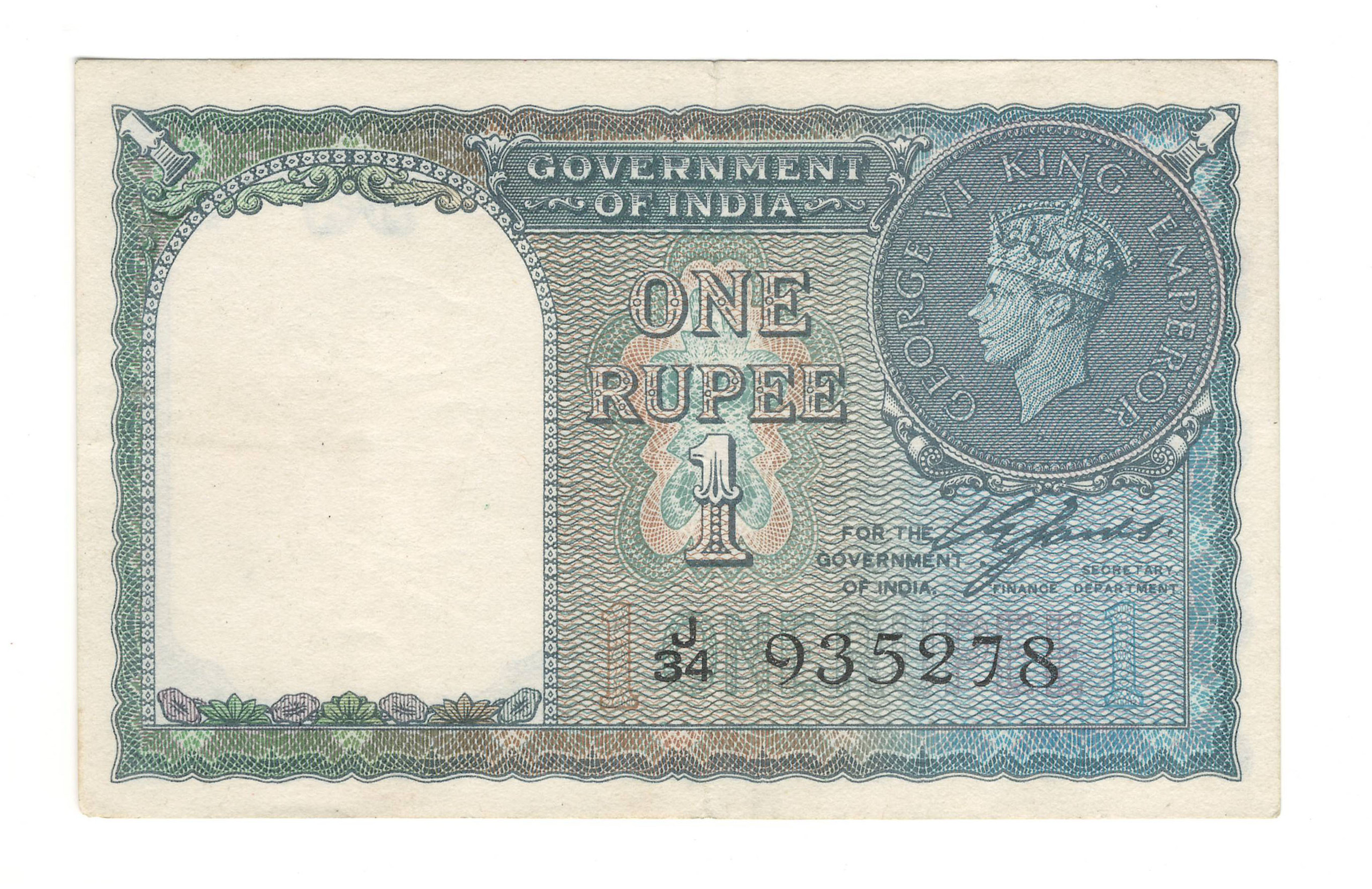 India: 1940 Rupee Banknote - London Coin Centre Inc.