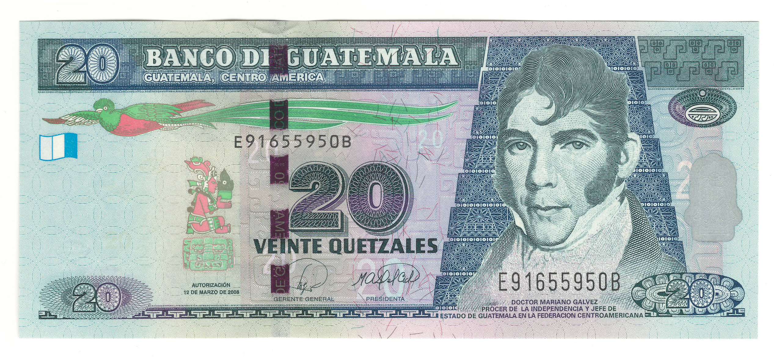 Guatemala: 2008 20 Quetzales Banknote P.118 - London Coin Centre Inc.