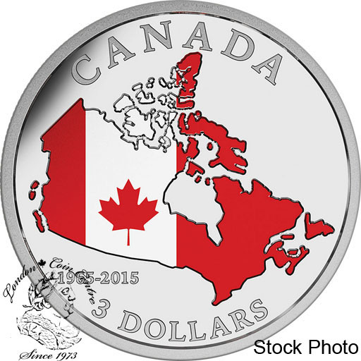 Canada: 2015 $1 The 50th Anniversary of the Canadian Flag Proof Silver ...