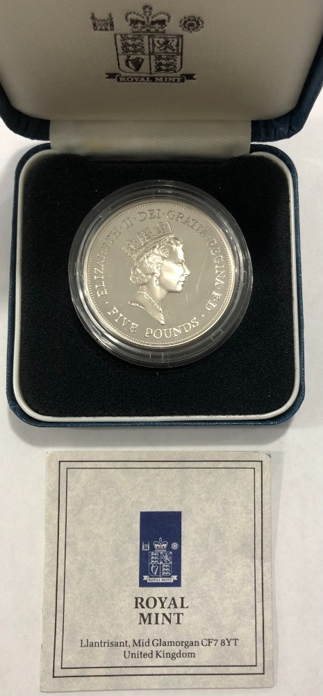 Great Britain: 1990 5 Pound Crown Queen Elizabeth's 90th Birthday Proof Sterling Silver Coin ...