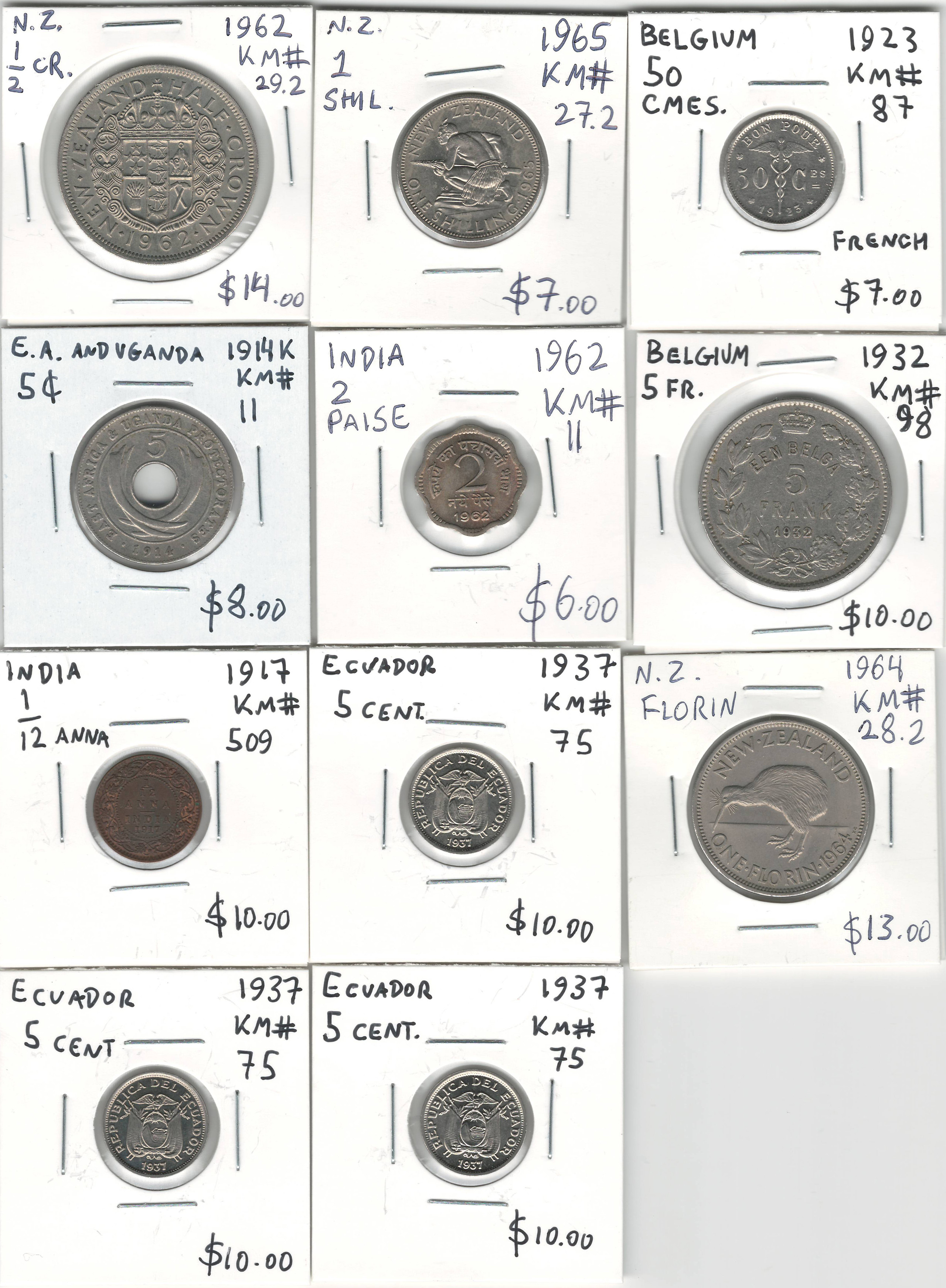World Bulk Coin Lot: Belgium, Ecuador, New Zealand 11 Pcs - London Coin ...