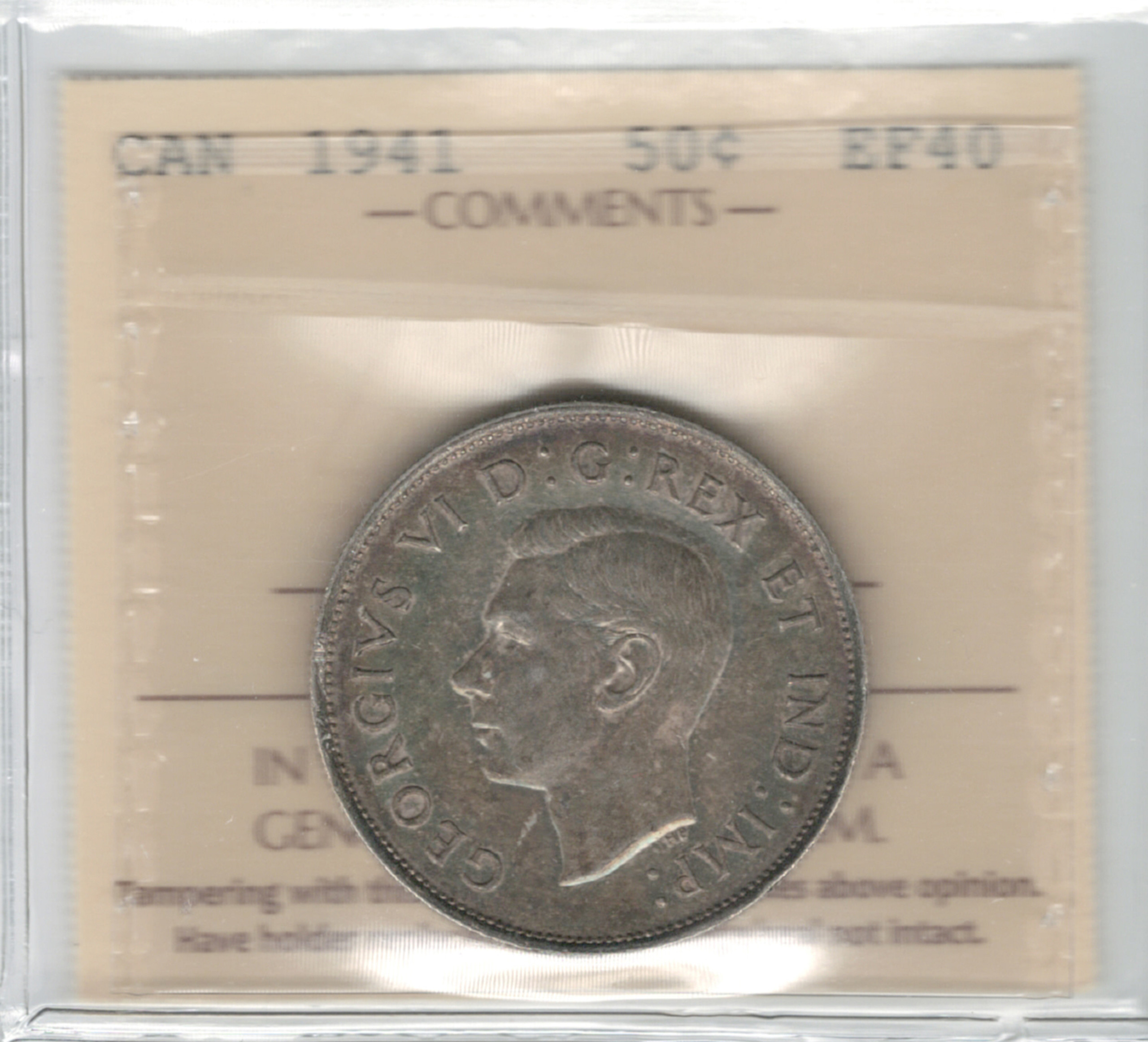 Canada: 1941 50 Cent ICCS EF40 #2 - London Coin Centre Inc.