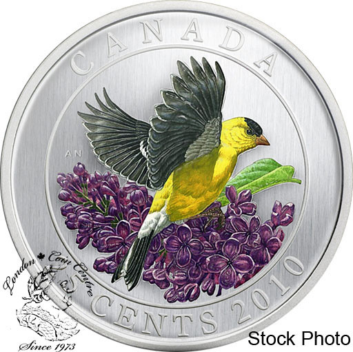 Canada: 2010 25 Cents Goldfinch Coloured Coin - London Coin Centre Inc.