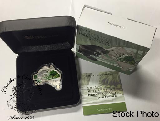 Australia: 2013 Map Shaped Coin: Platypus 1 oz Silver Coin - London ...