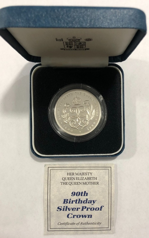 Great Britain: 1990 5 Pound Crown Queen Elizabeth's 90th Birthday Proof ...