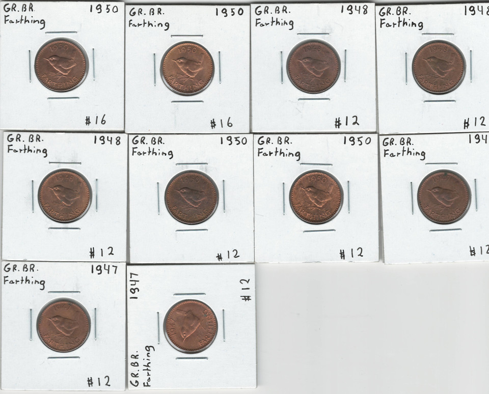 Great Britain: George VI Farthings 10 Piece Lot - London Coin Centre Inc.