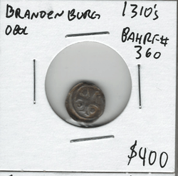 German States: Brandenburg: 1310s OBOL - London Coin Centre Inc.