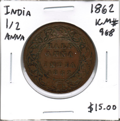 India: 1862 1/2 Anna - London Coin Centre Inc.
