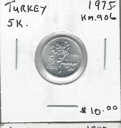 Turkey: 1975 5 Kurus - London Coin Centre Inc.