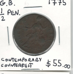 Great Britain: 1775 1/2 Penny Contemporary Counterfeit - London Coin ...