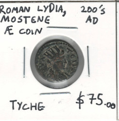 Roman Lydia, Mostene: 200's AD AE Coin, Tyche - London Coin Centre Inc.