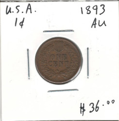 United States: 1893 1 Cent AU - London Coin Centre Inc.