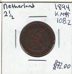 Netherlands: 1894 2 1/2 Cents - London Coin Centre Inc.