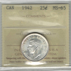 Canada: 1942 25 Cent ICCS MS65 - London Coin Centre Inc.