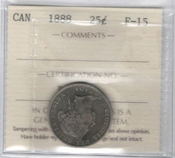Canada: 1888 25 Cent Wide 8 ICCS F15 - London Coin Centre Inc.