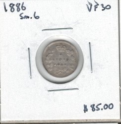 Canada: 1886 5 Cent Small 6 VF30 - London Coin Centre Inc.