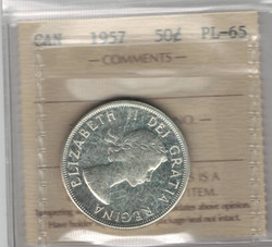 Canada: 1957 50 Cent ICCS PL65 - London Coin Centre Inc.