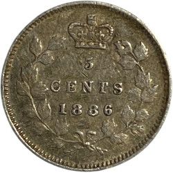 Canada: 1886 5 Cent Small 6 EF40 with Scratch - London Coin Centre Inc.