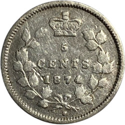 Canada: 1874H 5 Cent CR 4, LD VG8 - London Coin Centre Inc.