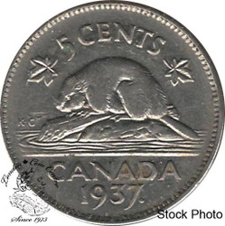 Canada: 1937 5 Cent Dot EF40 - London Coin Centre Inc.