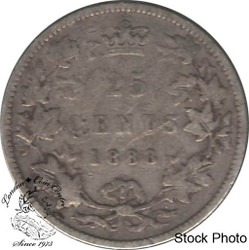 Canada: 1888 25 Cents Narrow 8Section 0 s VG8 - London Coin Centre Inc.