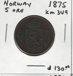Norway: 1875 5 Ore - London Coin Centre Inc.