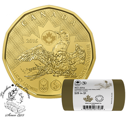 Canada: 2016 $1 Lucky Loonie Special Wrap Coin Roll (25 Coins) - London ...