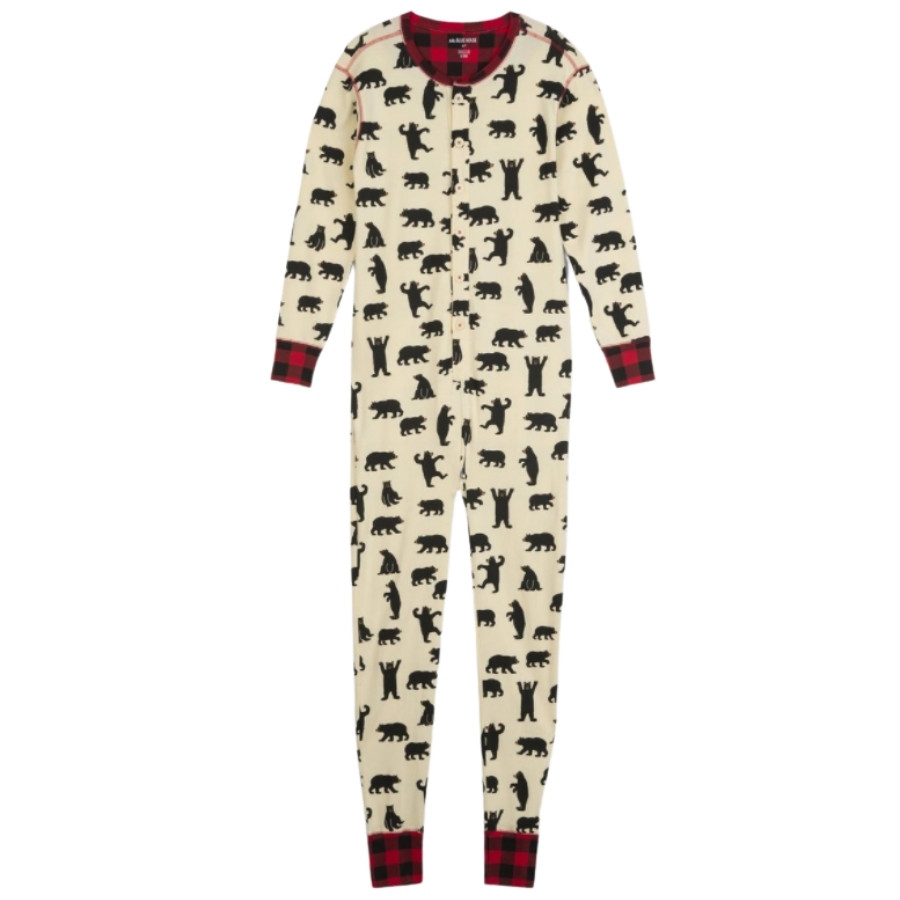 Black Bear Bum Union Suit Pajamas for Adults Little Blue House ...