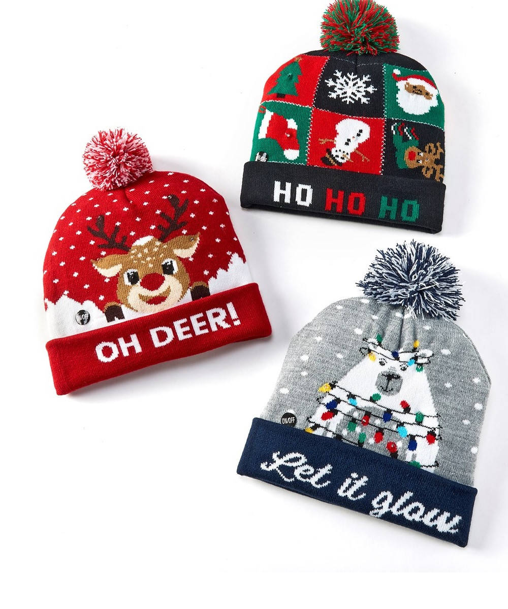 LED Flashing Christmas Toque with Pom Pom - 3 Assorted Canada ...