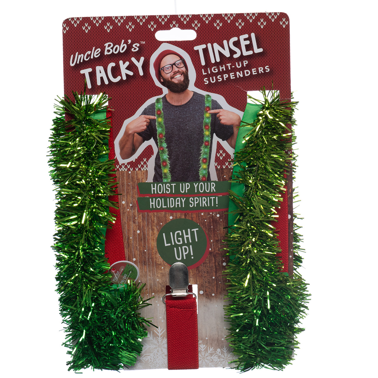 Uncle Bob's Light-Up Tacky Tinsel Suspenders Canada | RetroFestive.ca