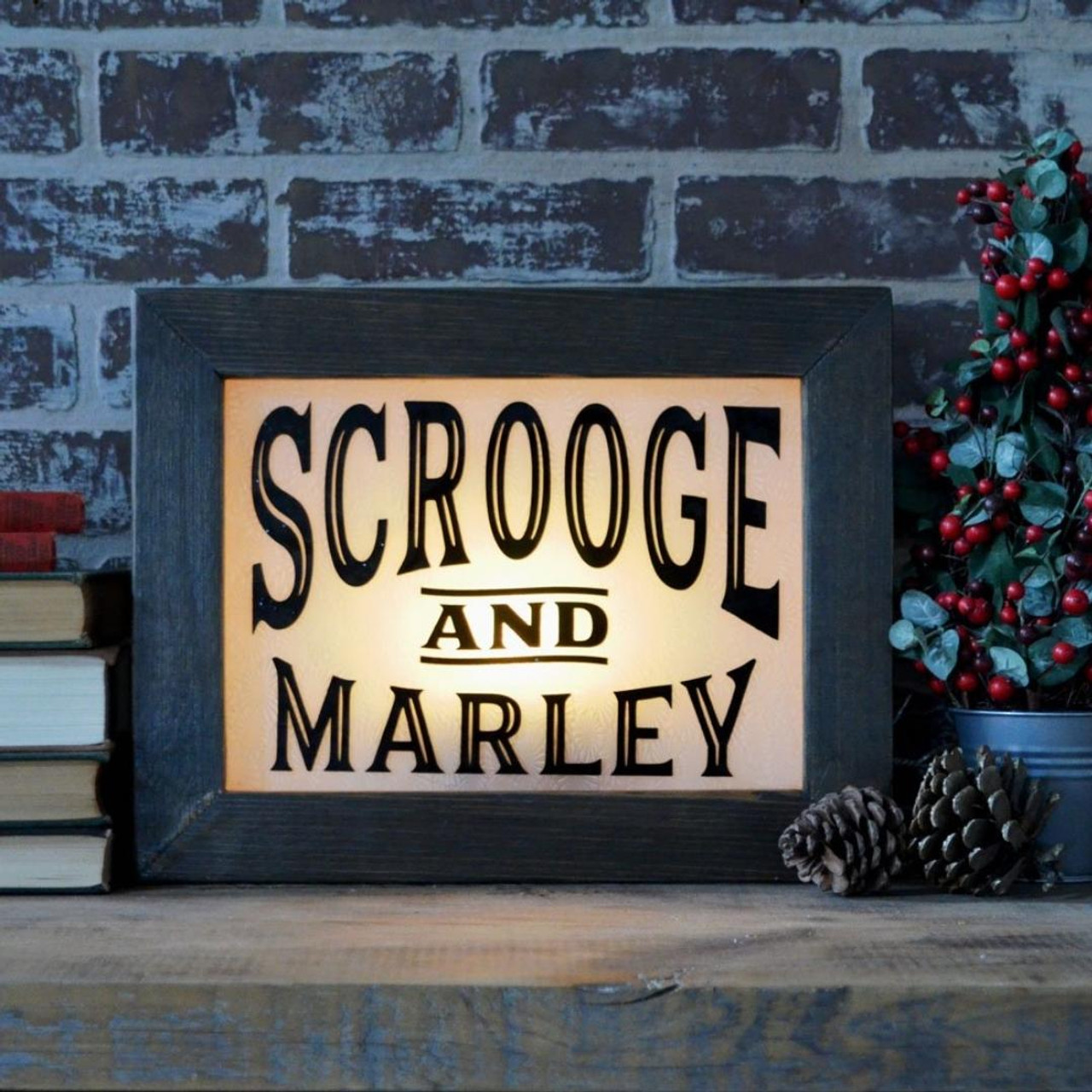 A Christmas Carol Scrooge and Marley Boxed Lighted Sign - RetroFestive.ca