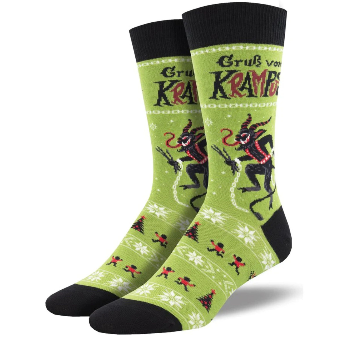 Krampus Men's Crew Socks by Socksmith Canada - Green - RetroFestive.ca
