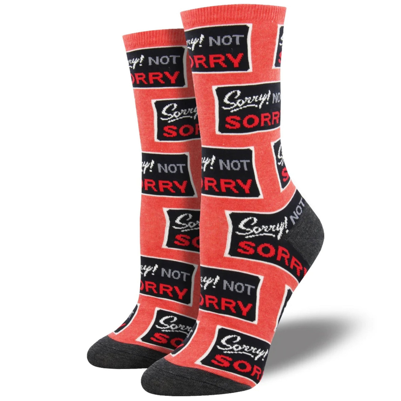 Sorry Not Sorry Women's Crew Socks by Socksmith Canada - Red ...