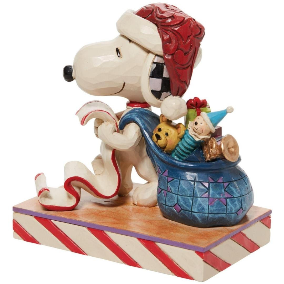 Santa Snoopy with List and Bag Figure by Jim Shore - RetroFestive.ca