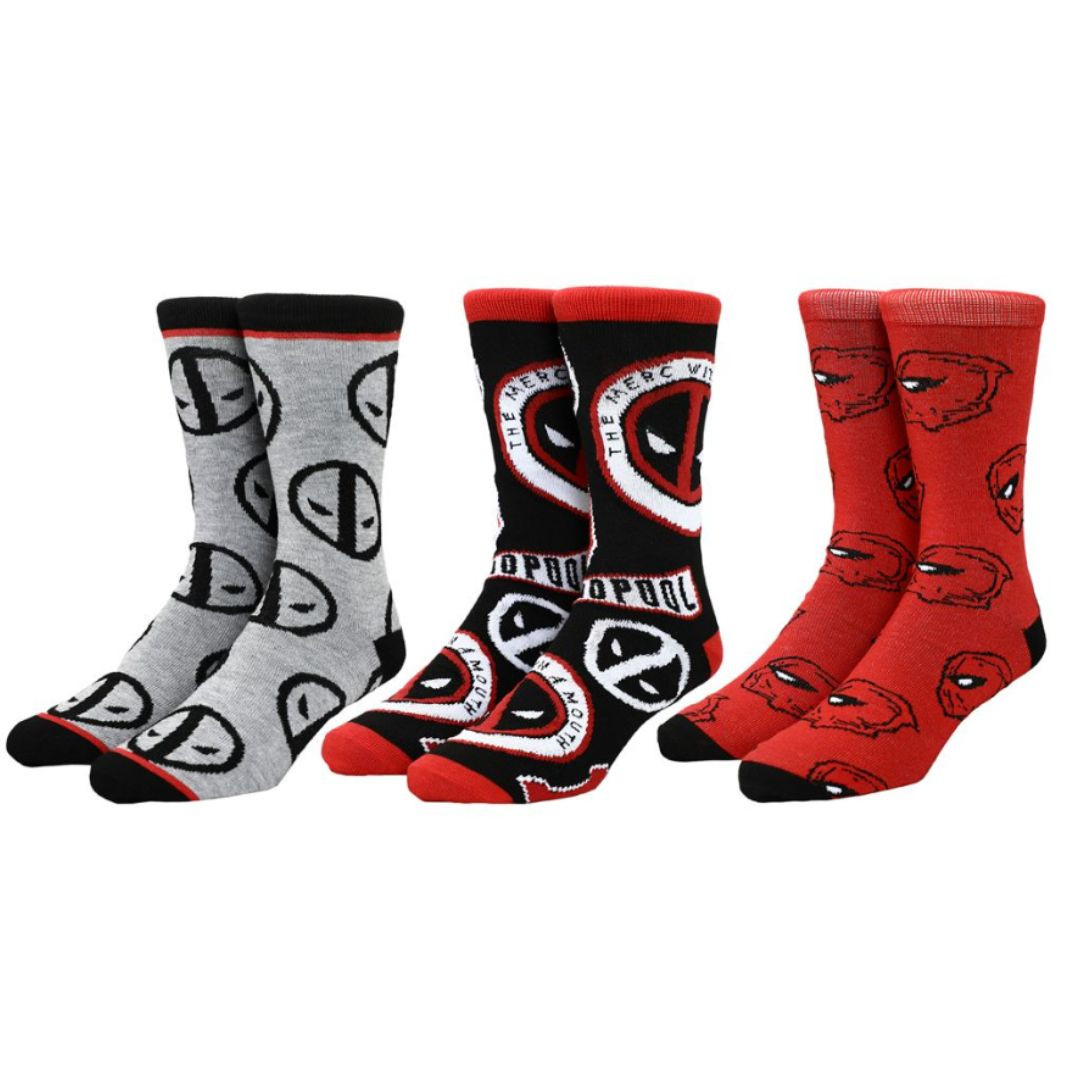 Marvel Deadpool 3-Pair Pack of Crew Socks in Gift Box by Bioworld ...