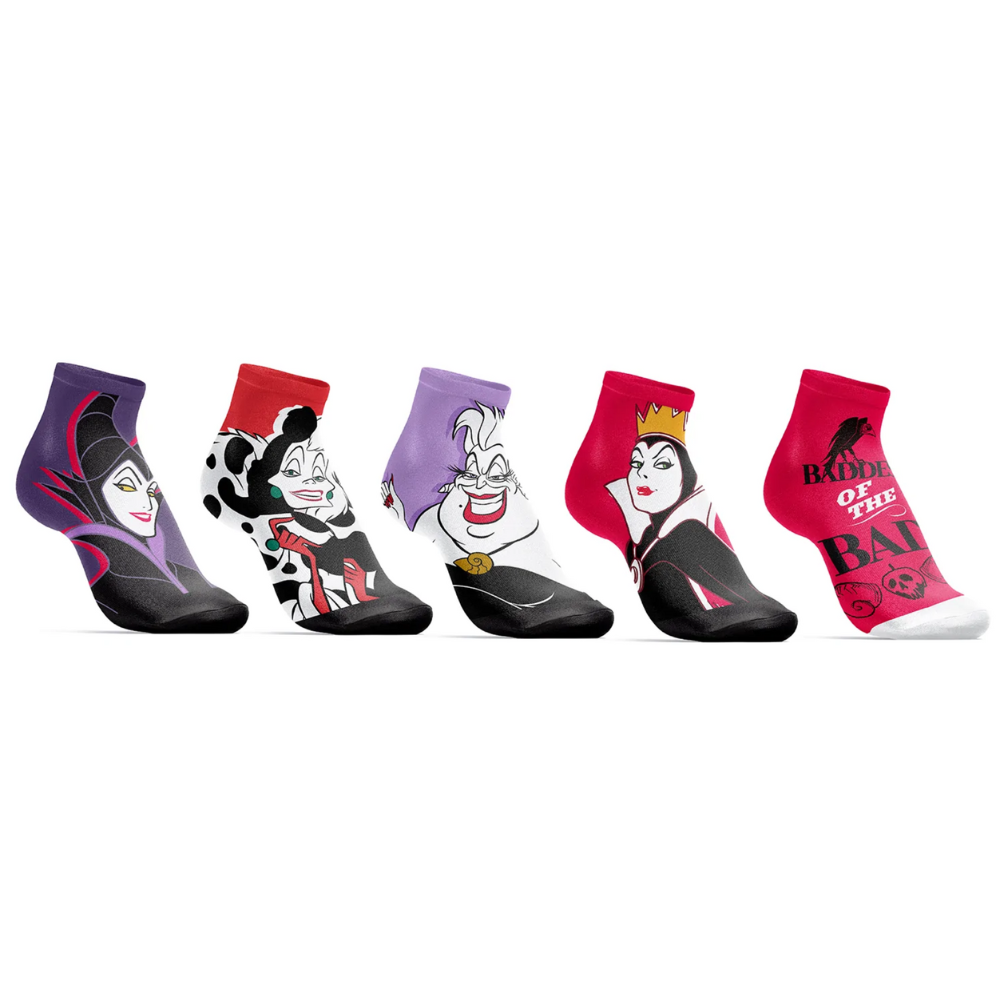 Disney Villains 5-Pair Pack Character Ankle Socks Canada | RetroFestive.ca
