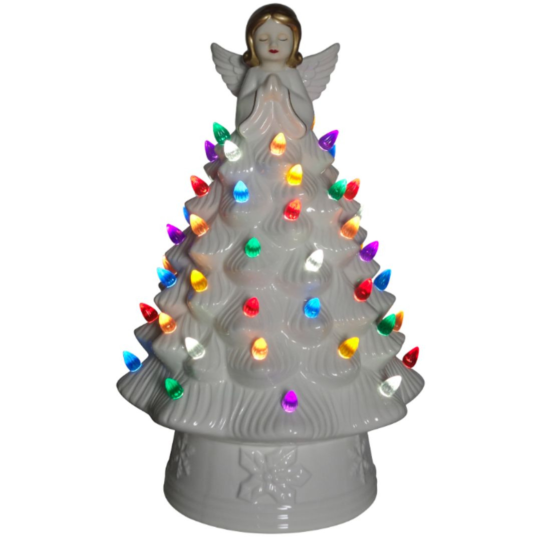14-Inch Light Up Ceramic Angel Tree - RetroFestive.ca