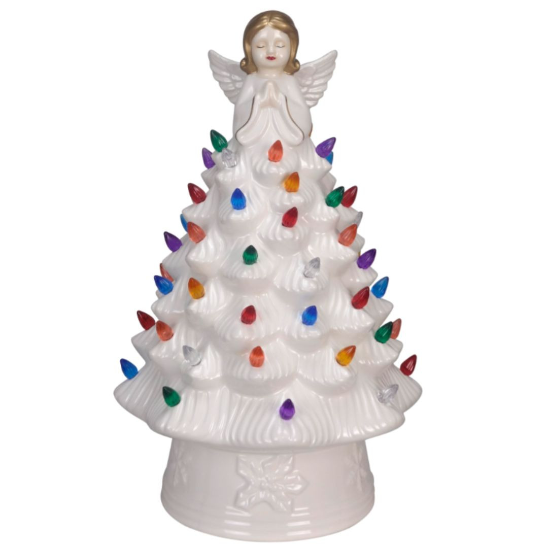 14-Inch Light Up Ceramic Angel Tree - RetroFestive.ca