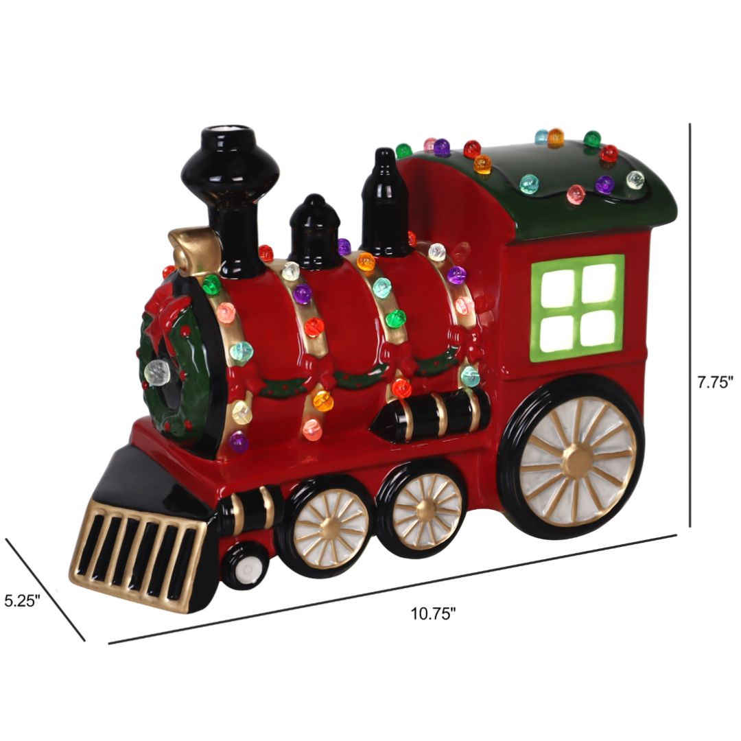 10.75-Inch Light-Up Ceramic Christmas Train - RetroFestive.ca