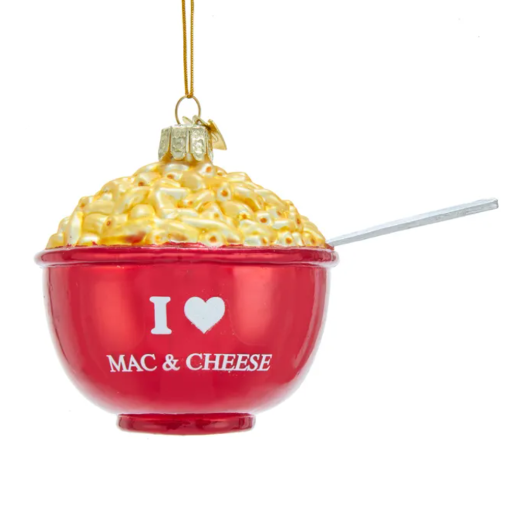 I Love Mac & Cheese Glass Ornament Canada | RetroFestive.ca