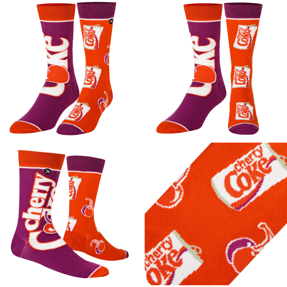 Cherry Coke Split Crew Socks Canada | RetroFestive.ca